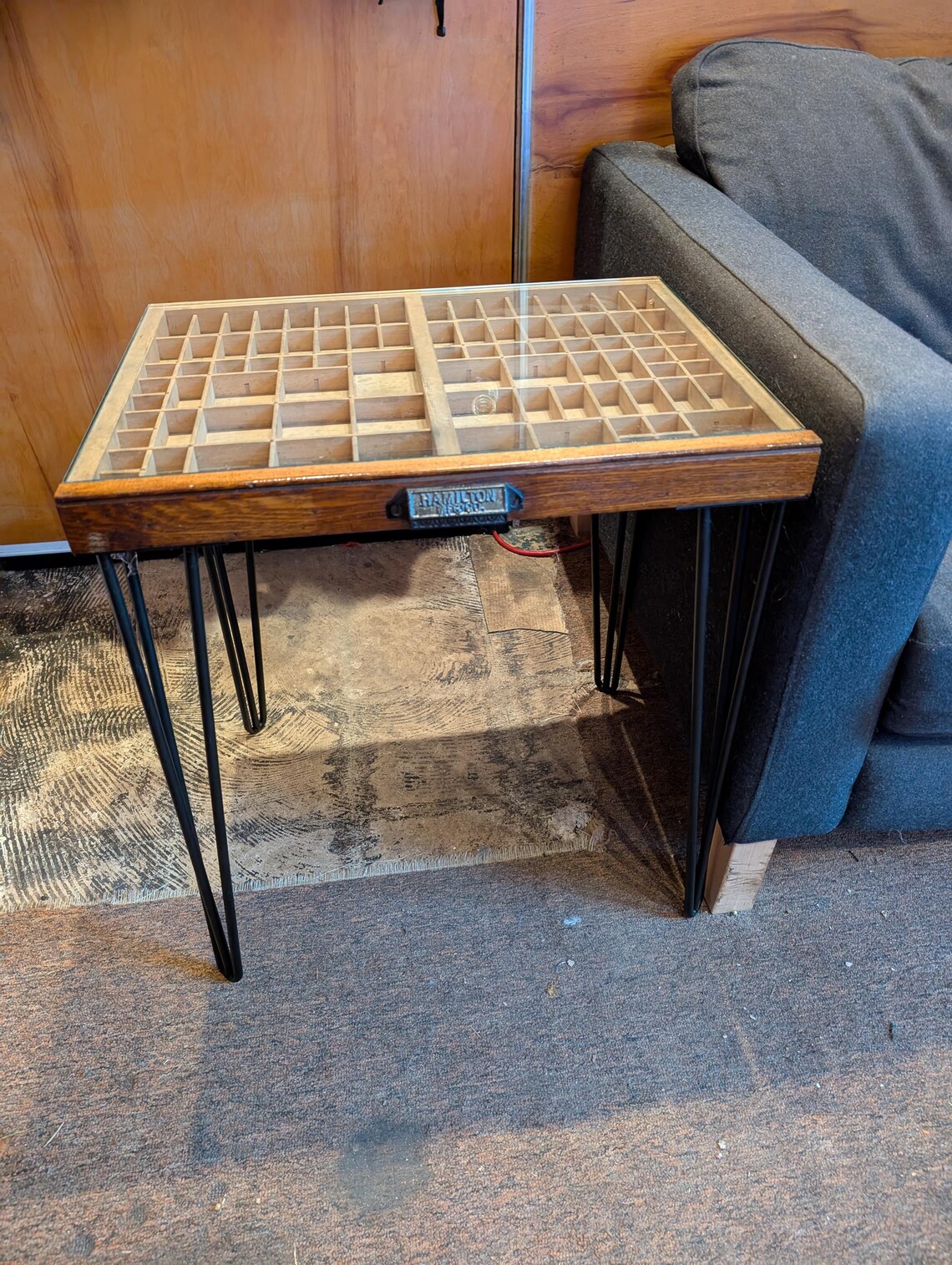 Hamilton Letterpress Type Case Drawer Side Table Glass Top - Etsy