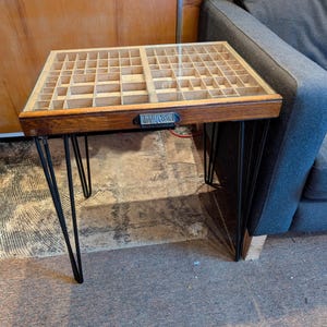 Hamilton Letterpress Type Case Drawer Side Table Glass Top - Etsy