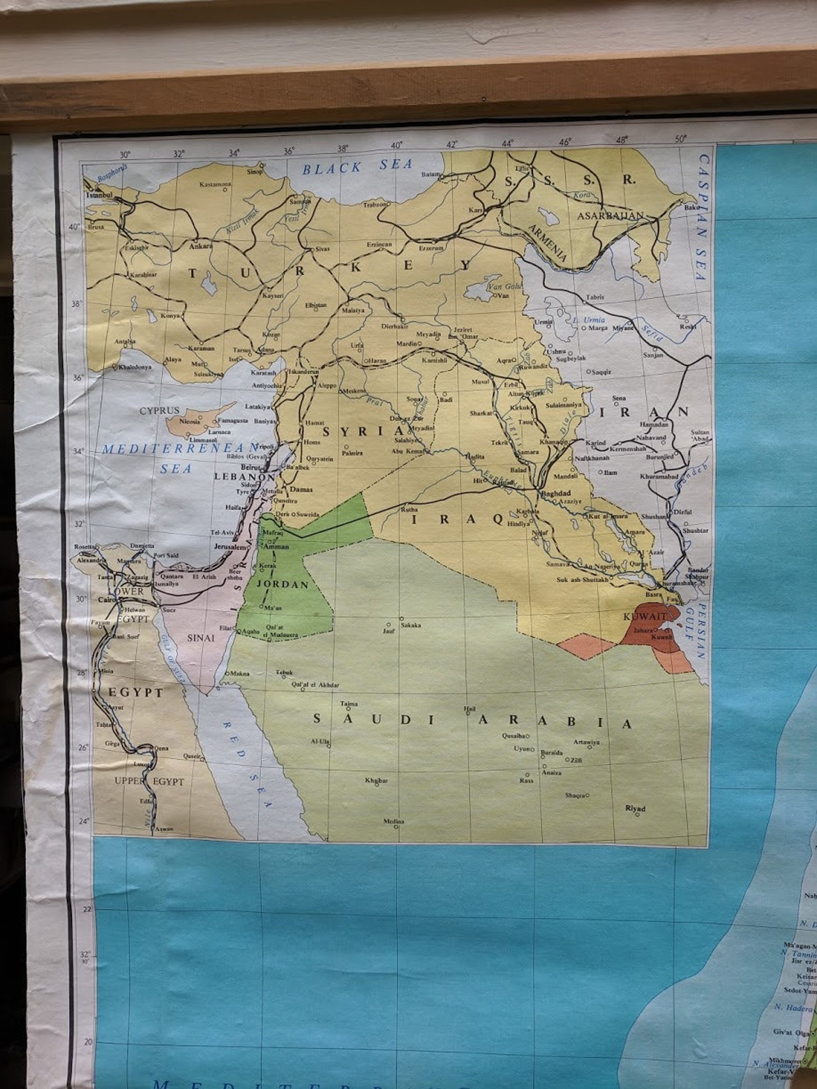 Vintage Schoolroom Wall Map of Israel - Etsy
