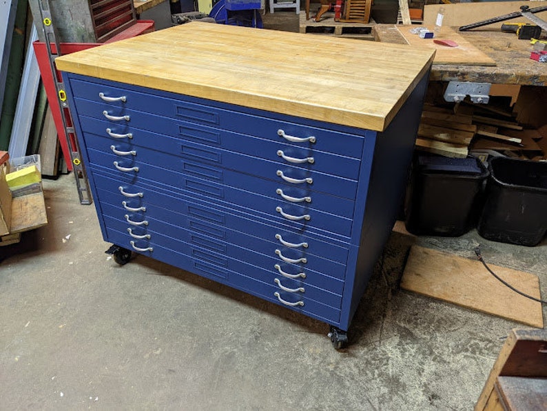 Flat File Workstation Storage Center Butcher Block Top - Etsy