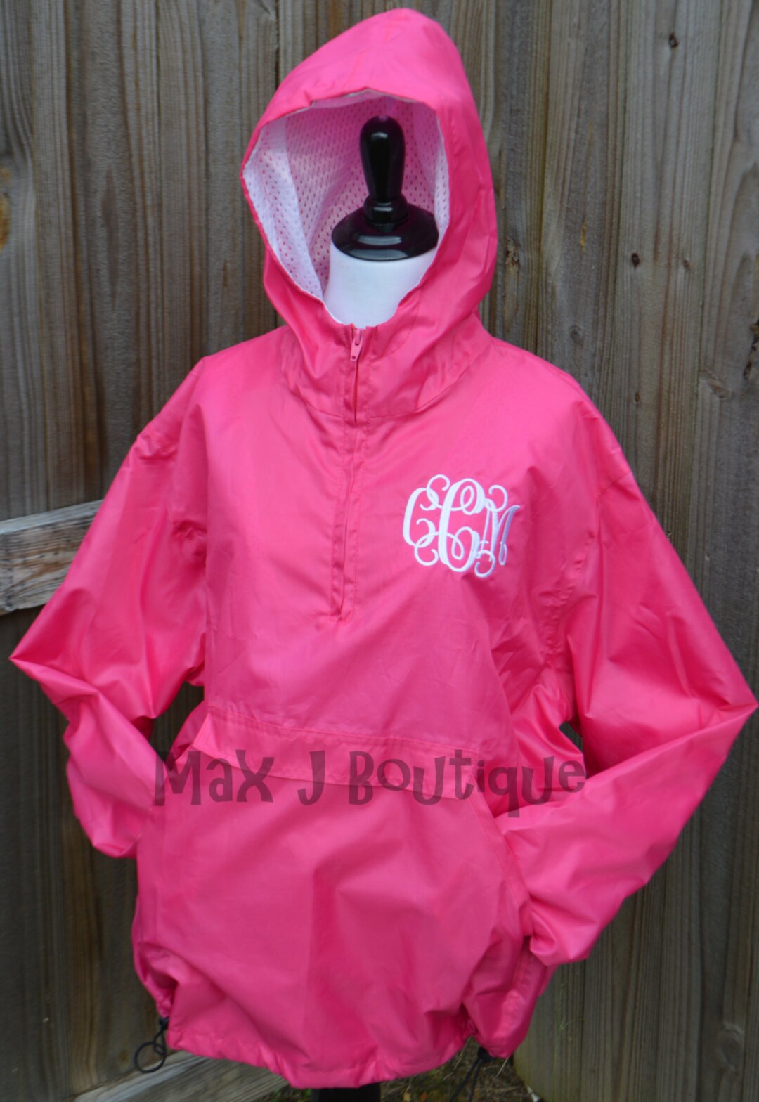 Monogrammed Pullover Rain Coat Personalized Rain Jacket Half-zip Lined ...
