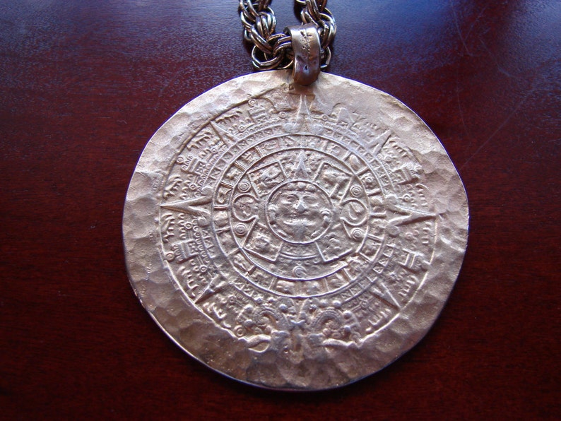 Aztec Calendar Stone Necklace Aztec Sundial Necklace/Aztec | Etsy