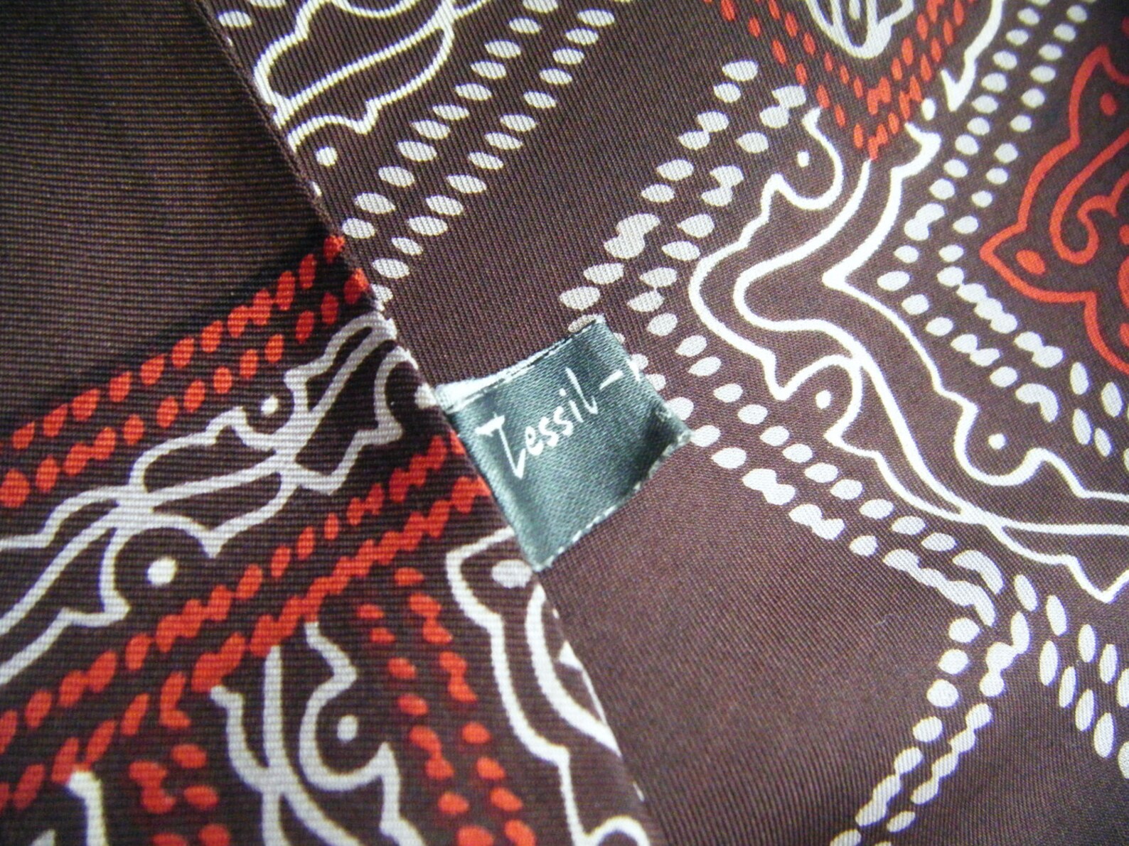 Vintage Italian Silk Scarf Tissel 100% Silk Neck Scarf Brown | Etsy