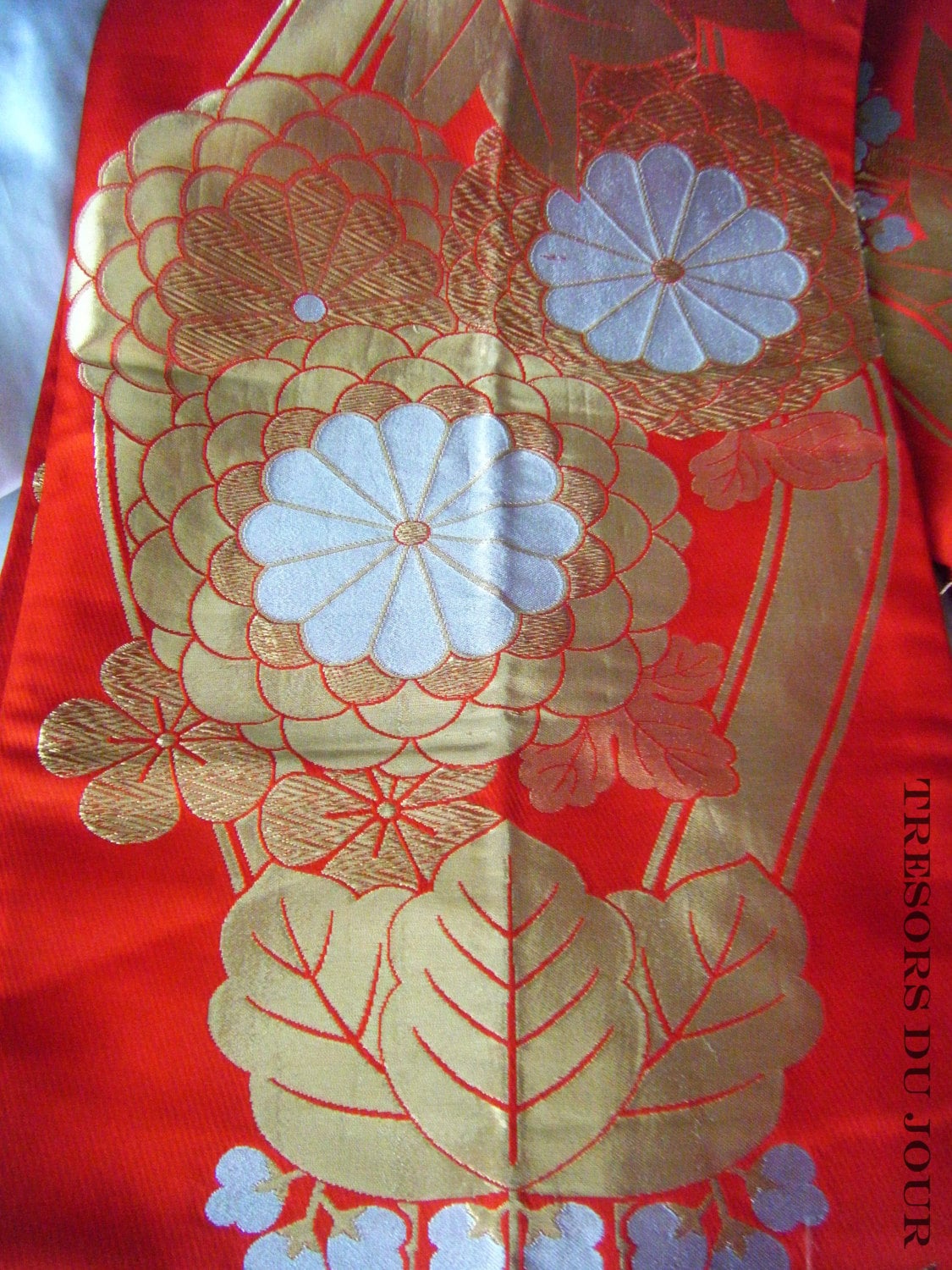 Vintage Japanese Silk Obi Red Gold Silver Marriage Obi With - Etsy