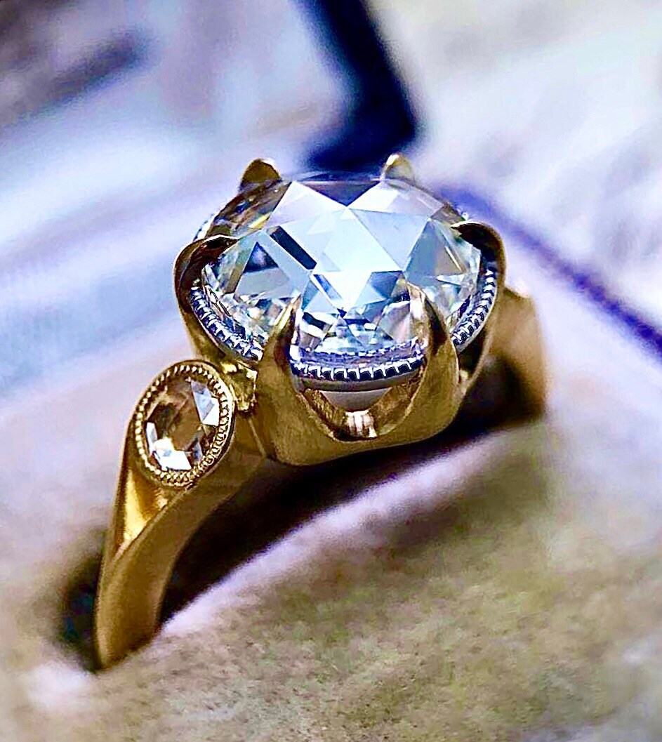 Round ROSE CUT Moissanite Diamond Single Rosecut Loose Gemstones ...