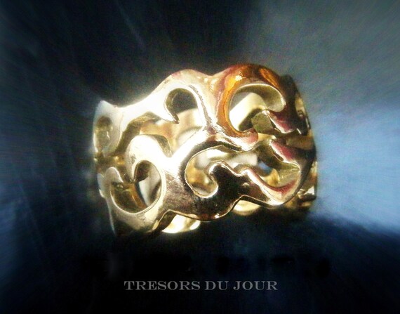 Wedding Ring Unique Right Hand Ring Cutout Damask Band | Etsy