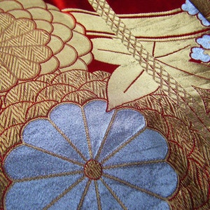 Vintage Japanese Silk Obi Red Gold Silver Marriage Obi With ...