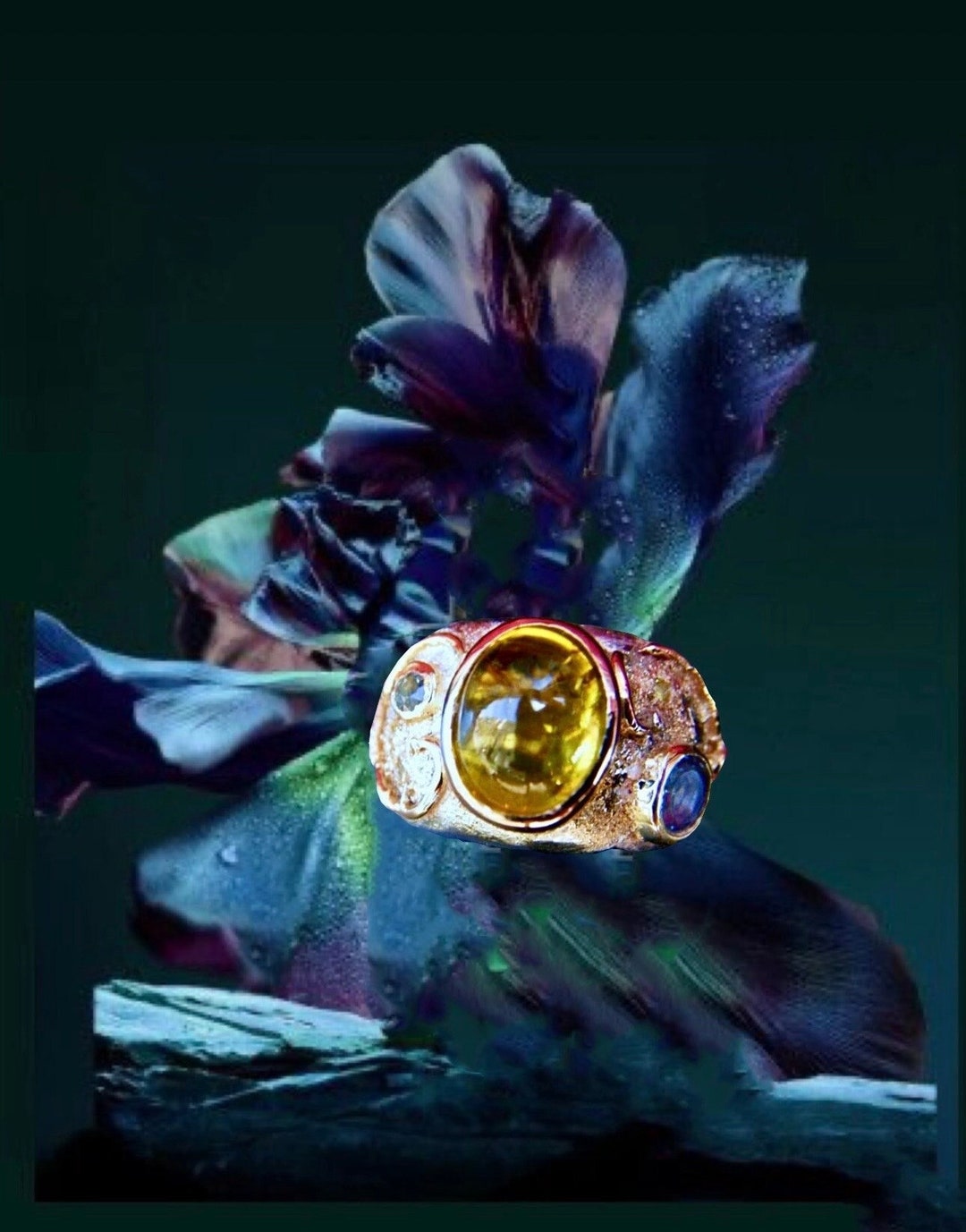 Unique Statement Ring Handmade Natural Green Tourmaline Diamond Large ...