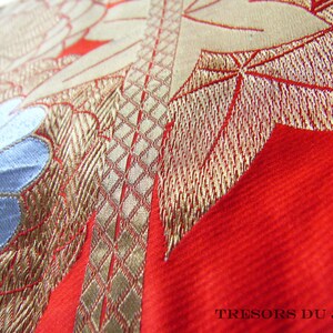 Vintage Japanese Silk Obi Red Gold Silver Marriage Obi With ...