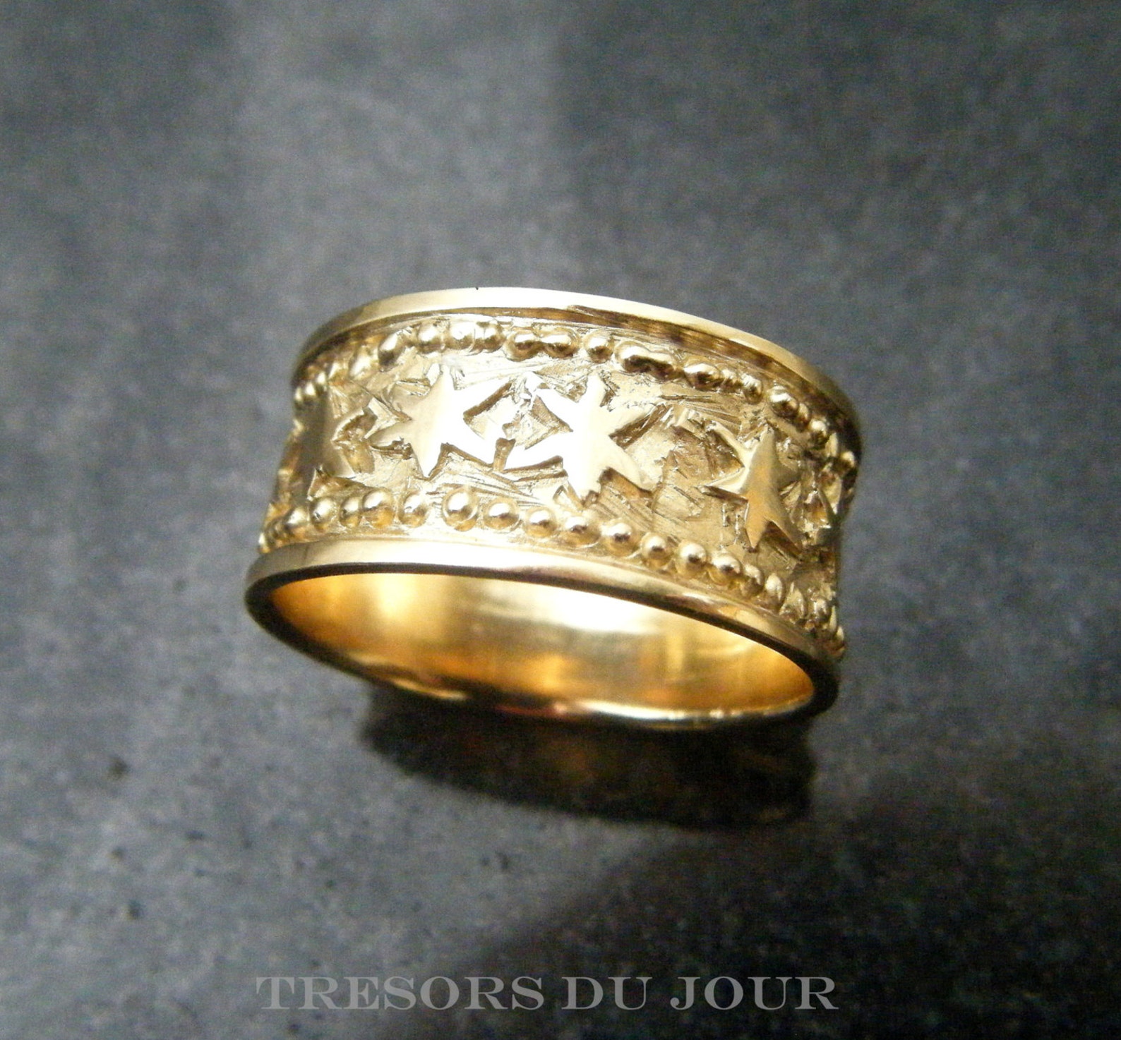 Star Ring Star Shaped Gold Rings Etruscan Ring Wide Poesie | Etsy Canada