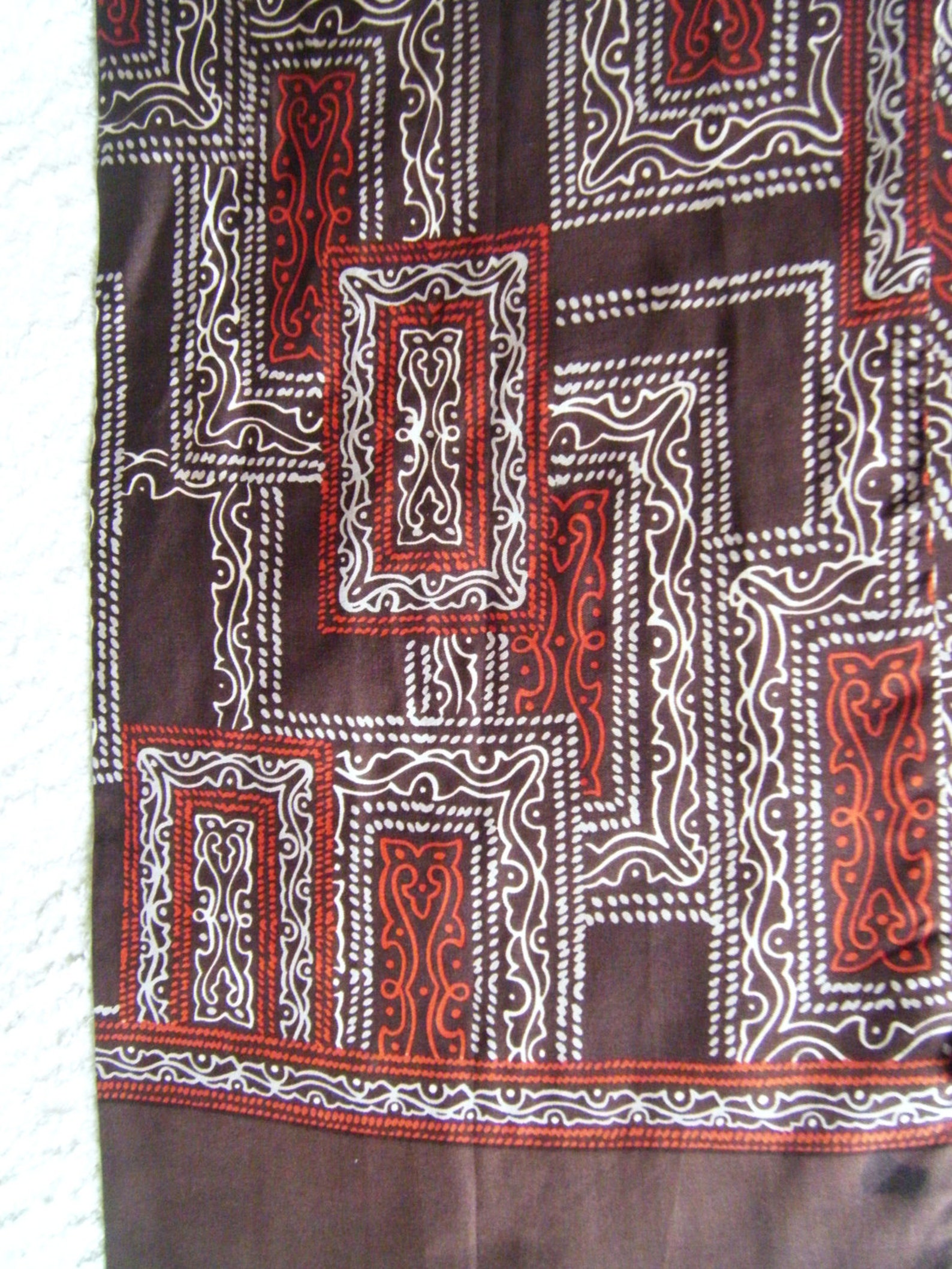 Vintage Italian Silk Scarf Tissel 100% Silk Neck Scarf Brown | Etsy