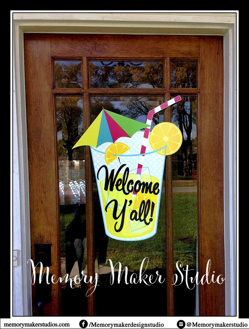 Personalized Lemonade Door Hanger With Bright Colors Welcome Etsy