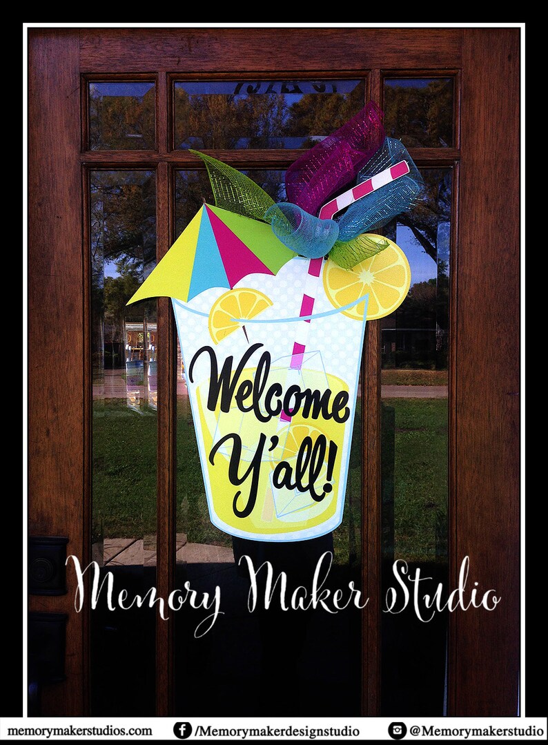 Personalized Lemonade Door Hanger With Bright Colors Welcome Etsy