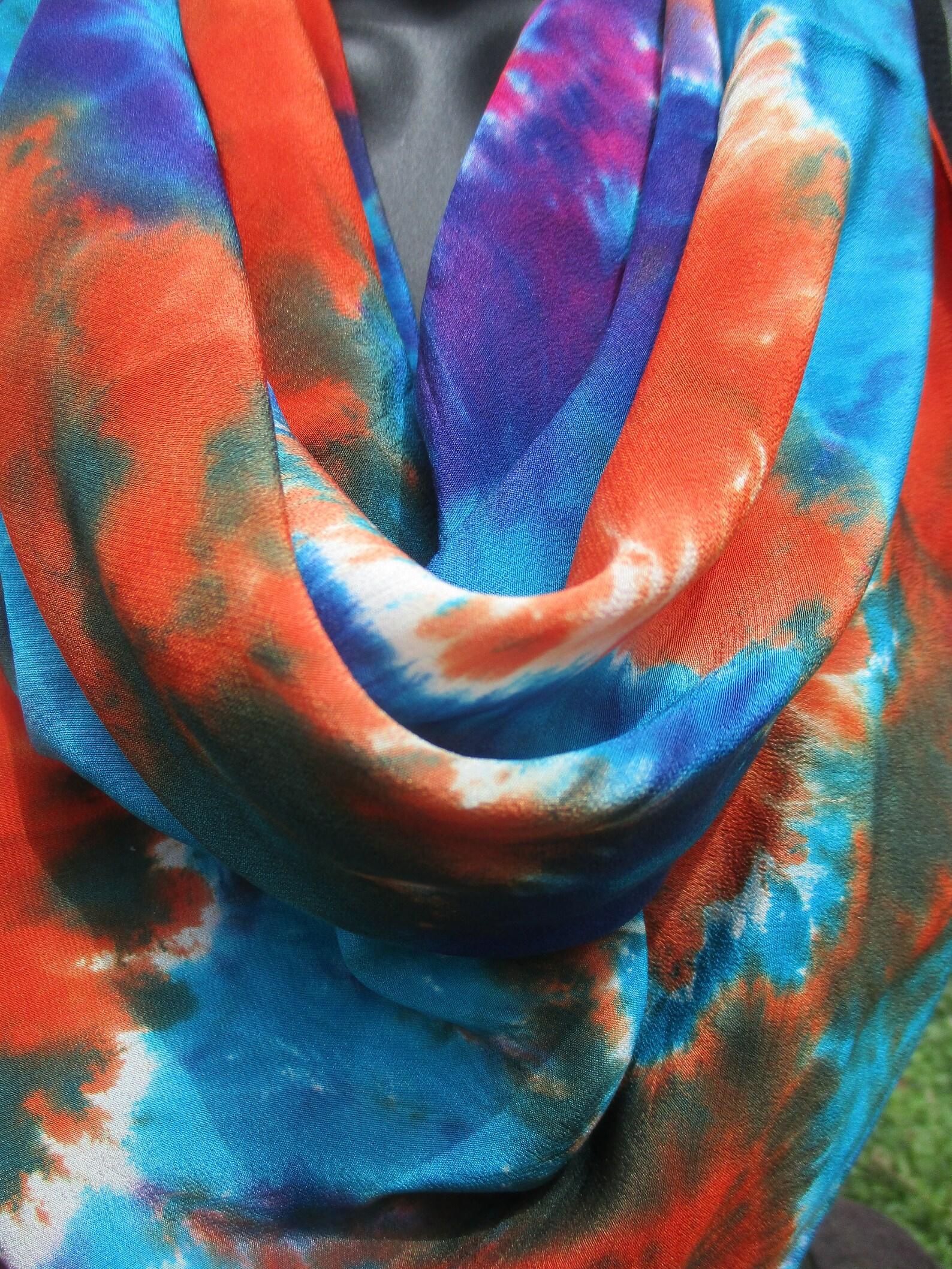 Silk Scarf Collection 3: Scarf 5 Scarlet Deep Turquoise - Etsy.de
