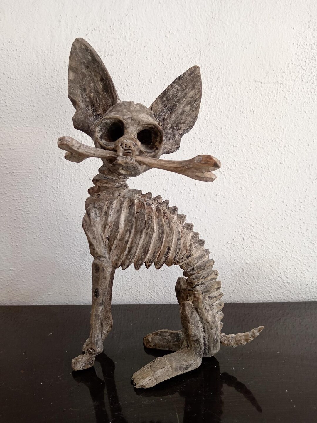 Beutiful Oaxacan Wood Carving Skeleton Dog, by Alejandrino Fuentes ...