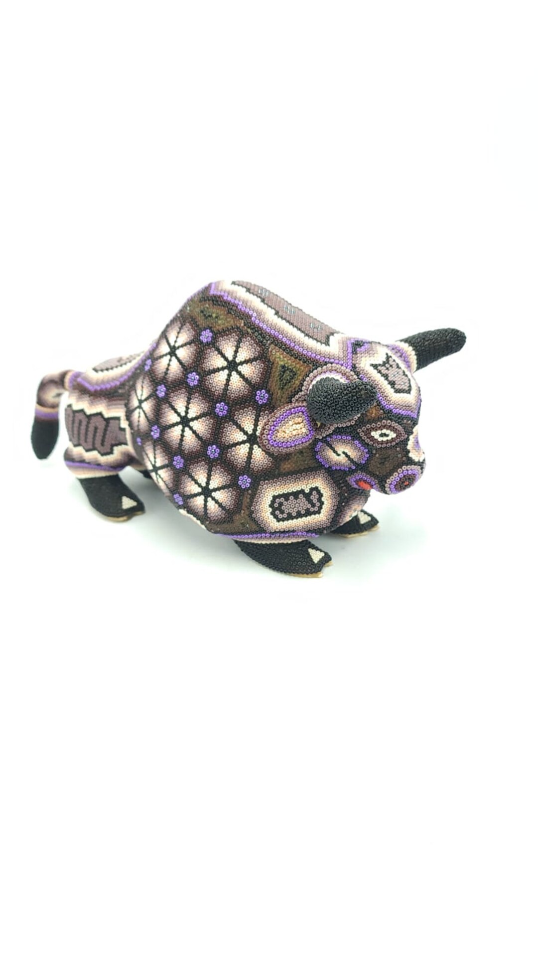 Huichol Hand Beaded Mexican Folk Art Buffalo by Mayola Villa Lopez ...