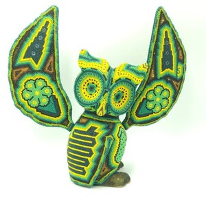 Huichol Hand Beaded Mexican Folk Art Owl by Mayola Villa Lopez - Etsy