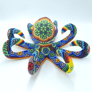 Hand Beaded Huichol Indian Mexican Folk Art Octopus by Morelia Lopez ...