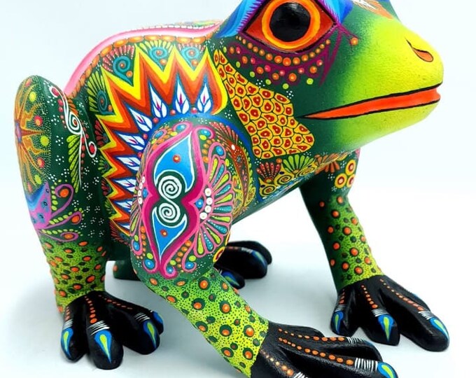 Oaxacan Wood Carving Alebrije Nahual Hand Made Frog by Luis Sosa Pp4773 ...