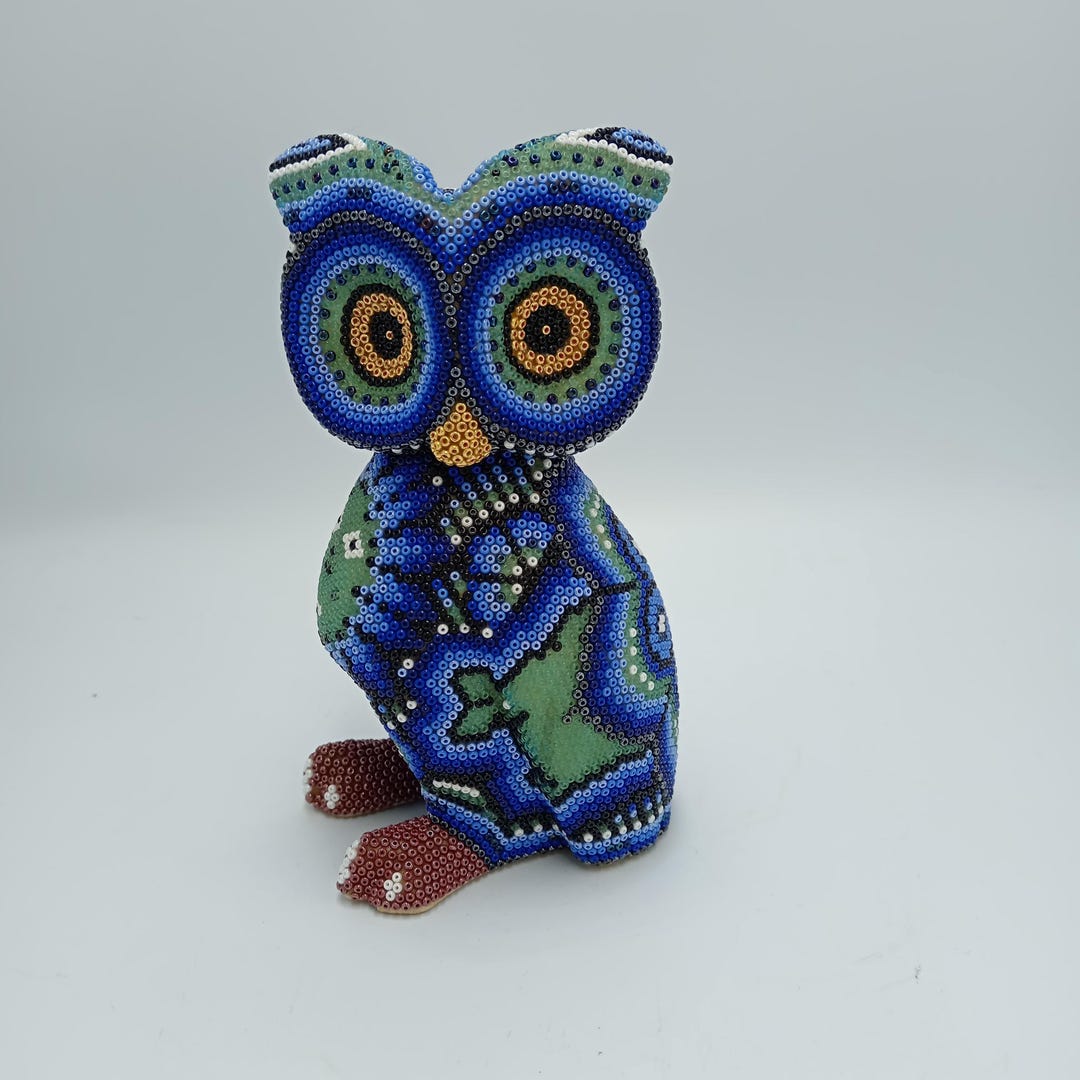 Mexican Folk Art Huichol Beaded Owl by Isandro Villa Lopez PP7202 - Etsy