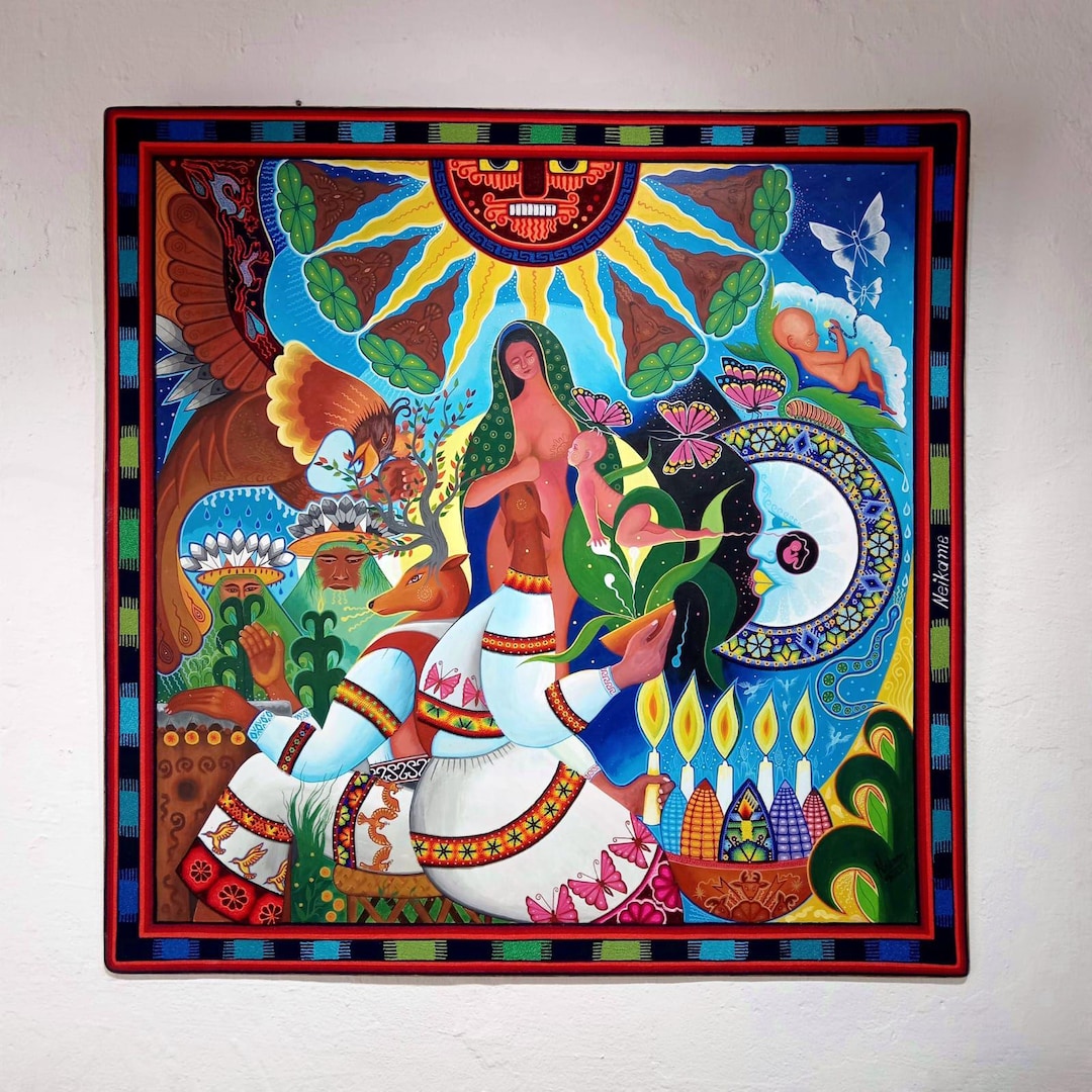 Huichol Mexican Folk Art Yarn Painting by Neikame PP7630 - Etsy