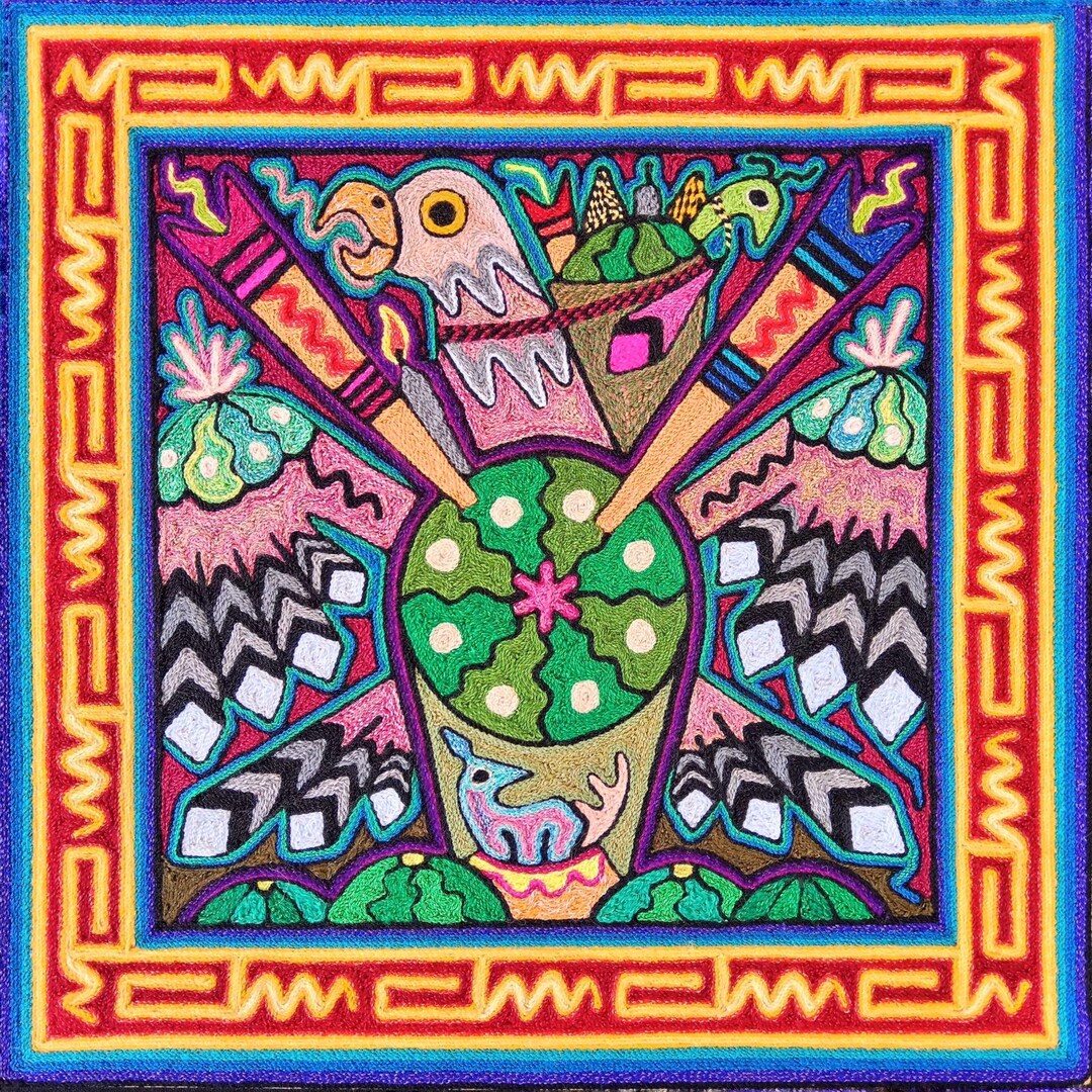 Huichol Indian Yarn Painting by Luis Castro PP7244 - Etsy