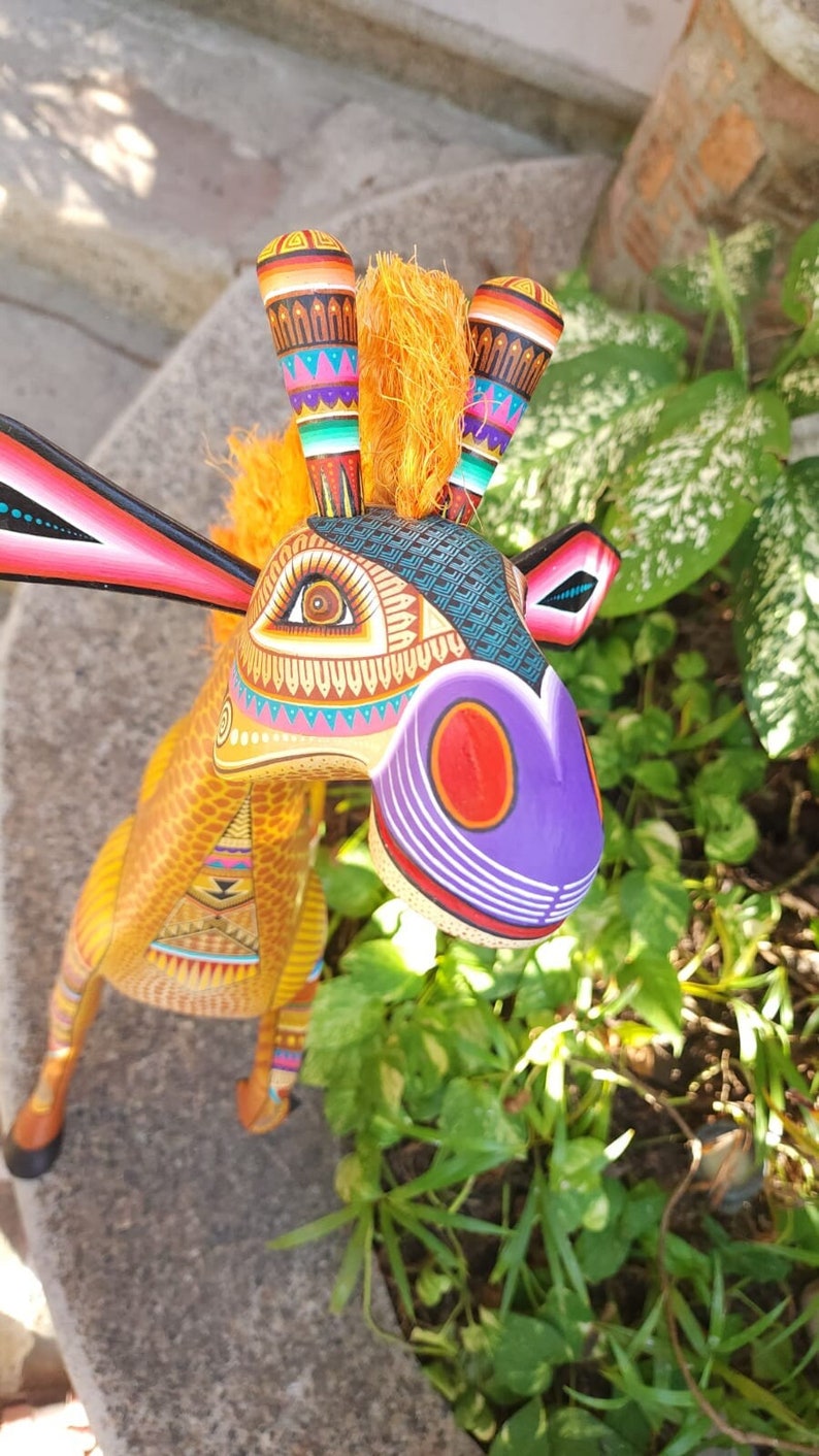 Mexican Oaxacan Wood Carving Giraffe by Julia Fuentes PP5094 - Etsy