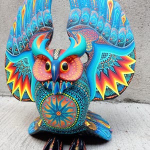 Mexican Folk Art Oaxacan Wood Carving Alebrije Hand Made, Owl by Luis ...