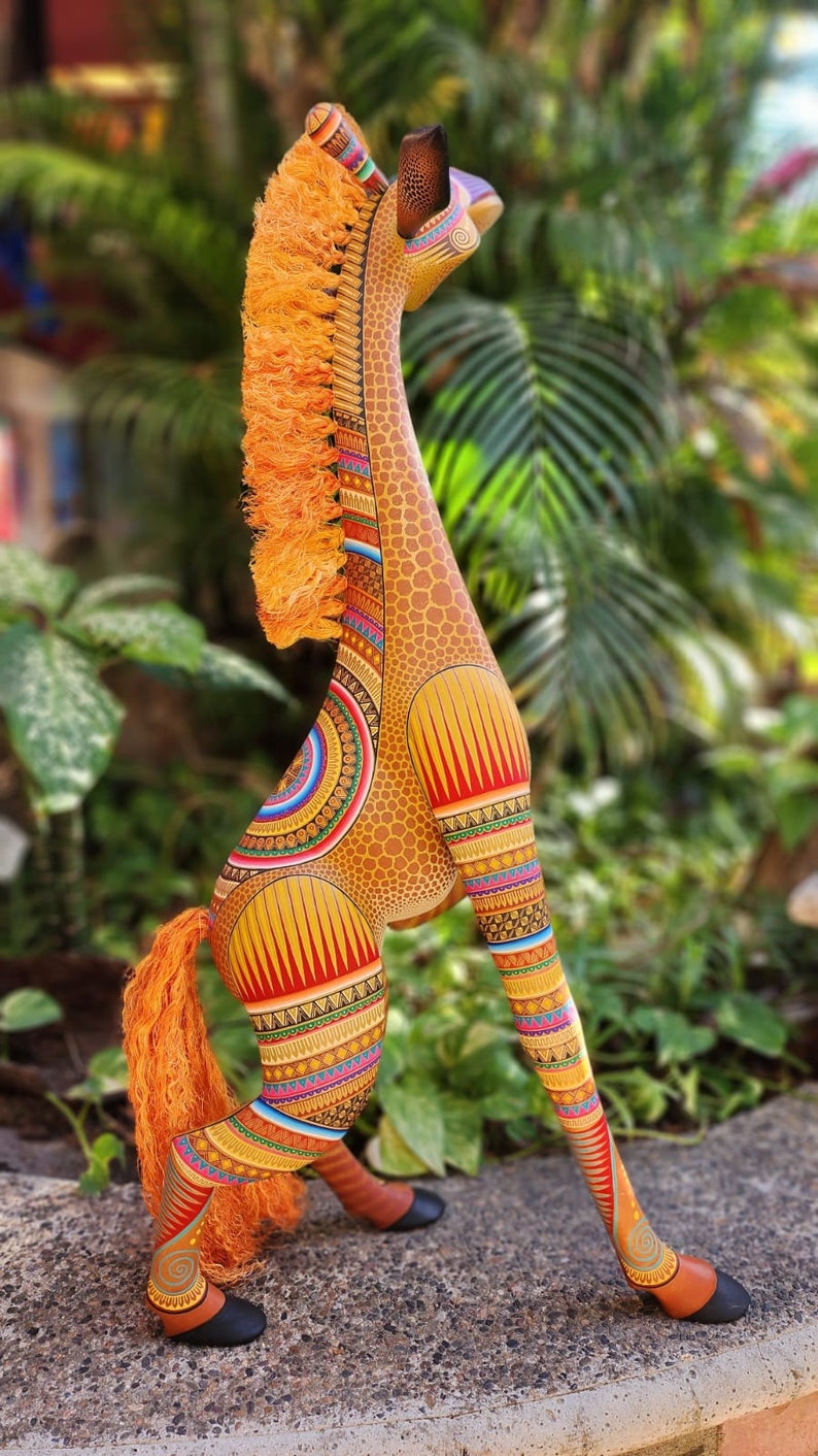 Mexican Oaxacan Wood Carving Giraffe by Julia Fuentes PP5094 - Etsy