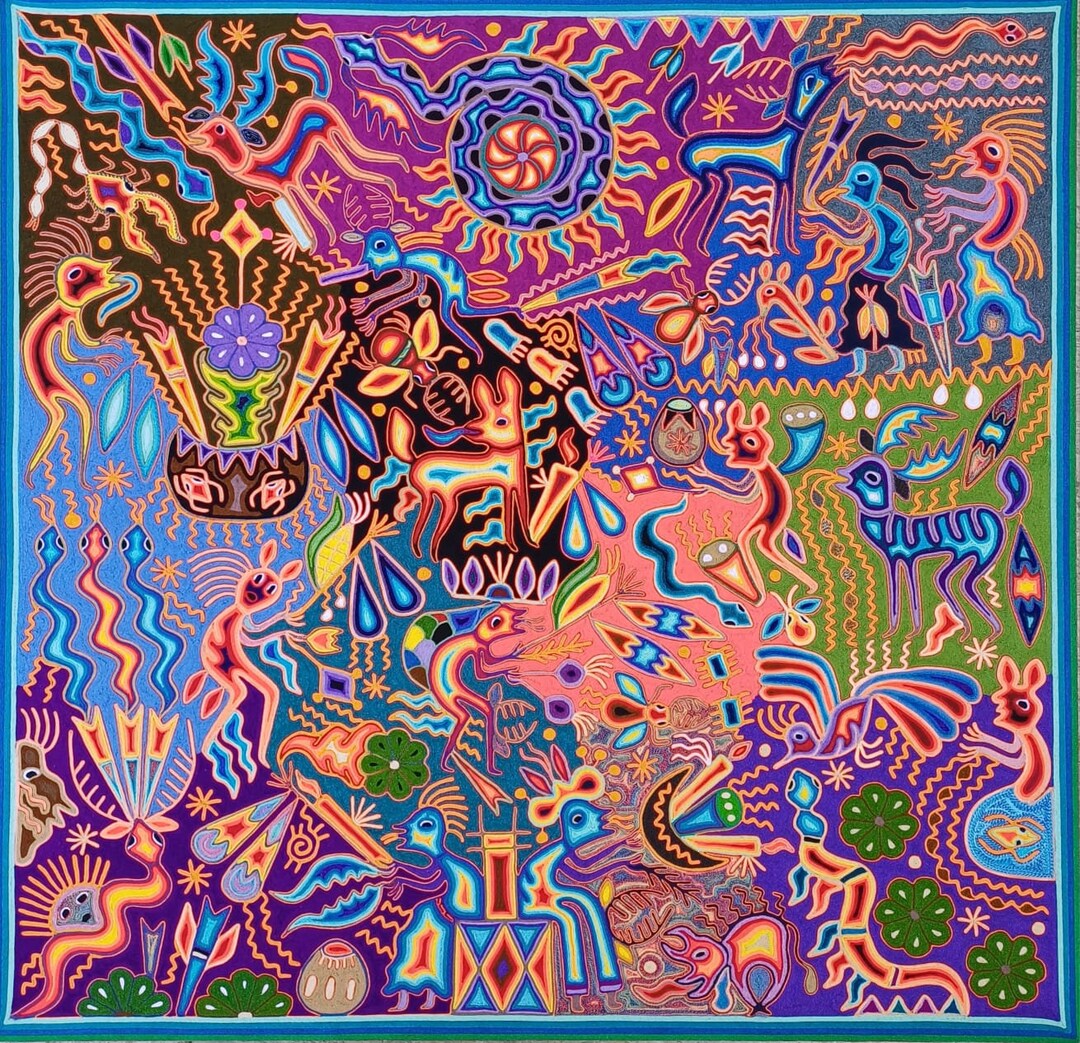 Huichol Yarn Painting Mexican Folk Art by Hilaria Chavez Carrillo PP7105 - Etsy