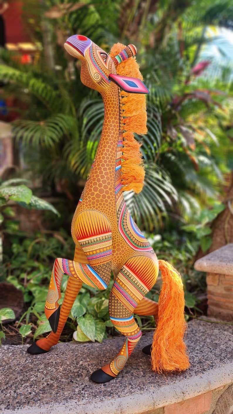 Mexican Oaxacan Wood Carving Giraffe by Julia Fuentes PP5094 - Etsy