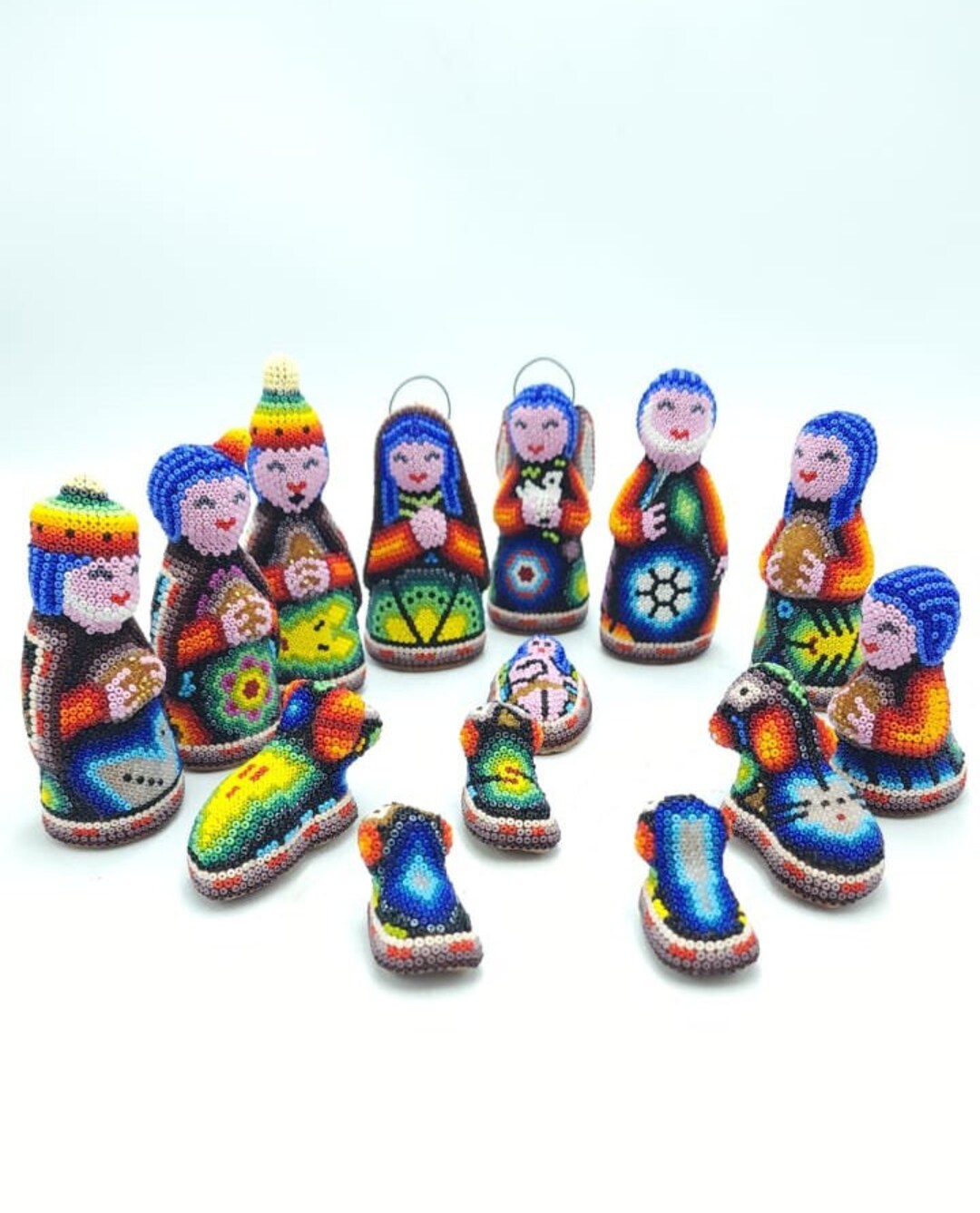 Mexican Huichol Hand Beaded Nativity Set by Isandro Villa Lopez PP6342 - Etsy