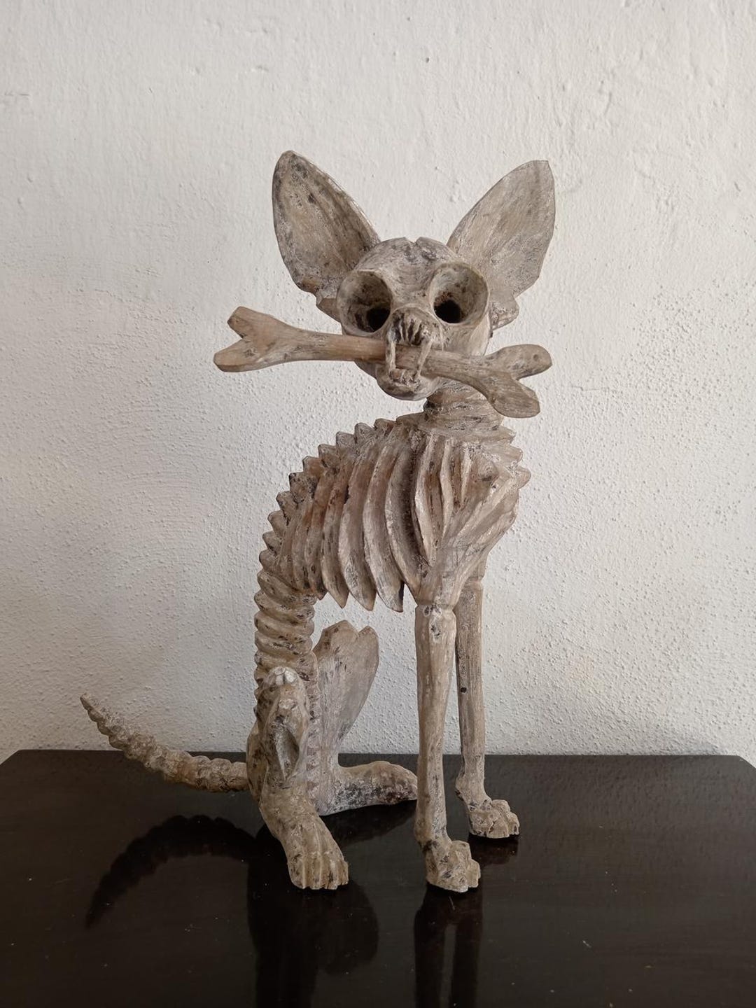 Beutiful Oaxacan Wood Carving Skeleton Dog, by Alejandrino Fuentes ...