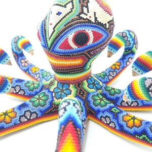 Hand Beaded Huichol Indian Mexican Folk Art Octopus by Morelia Lopez ...