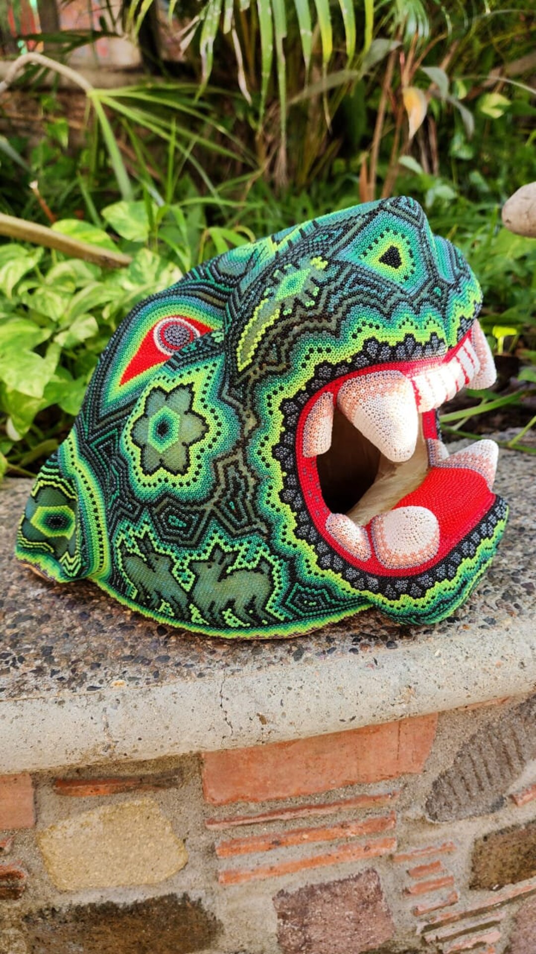 Huichol Mexican Folk Art Jaguar Head by Florencio Lopez CK PP4892 - Etsy