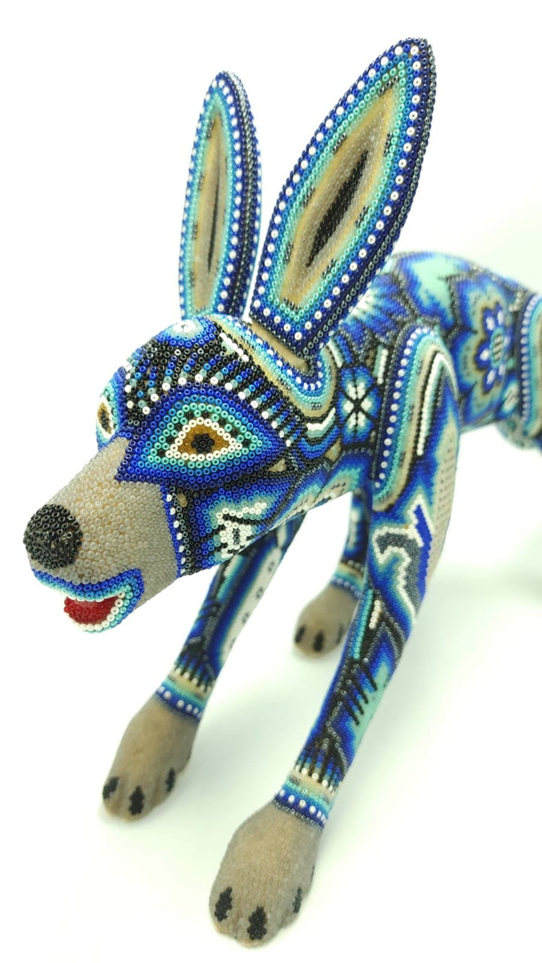 Mexican Folk Art Huichol Beaded Coyote by Isandro Villa Lopez PP5032 - Etsy