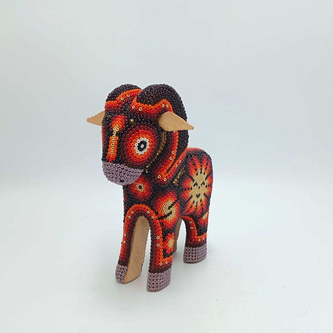 Mexican Huichol Hand Beaded Ram by Mayola Villa Lopez PP7396 - Etsy