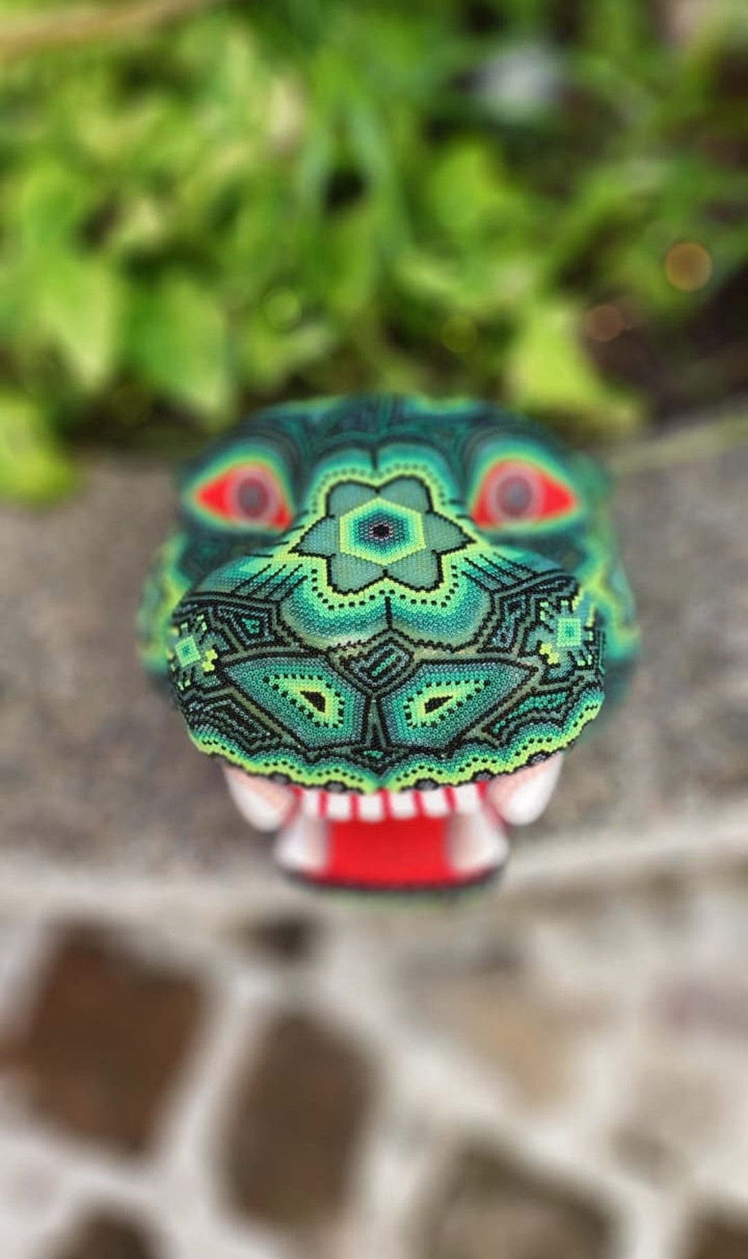 Huichol Mexican Folk Art Jaguar Head by Florencio Lopez PP4892 - Etsy