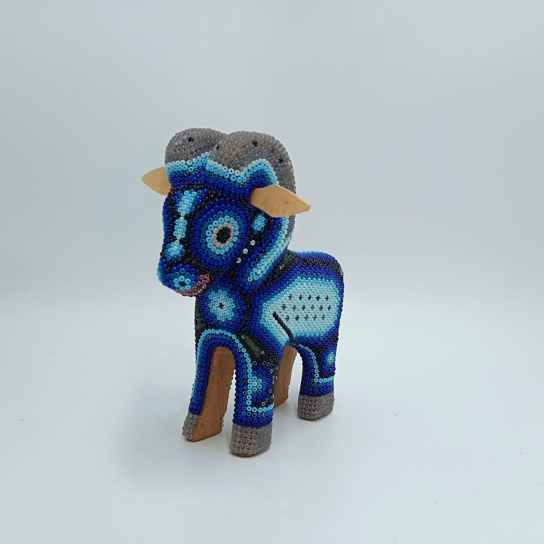 Mexican Huichol Hand Beaded Ram by Mayola Villa Lopez PP7397 - Etsy