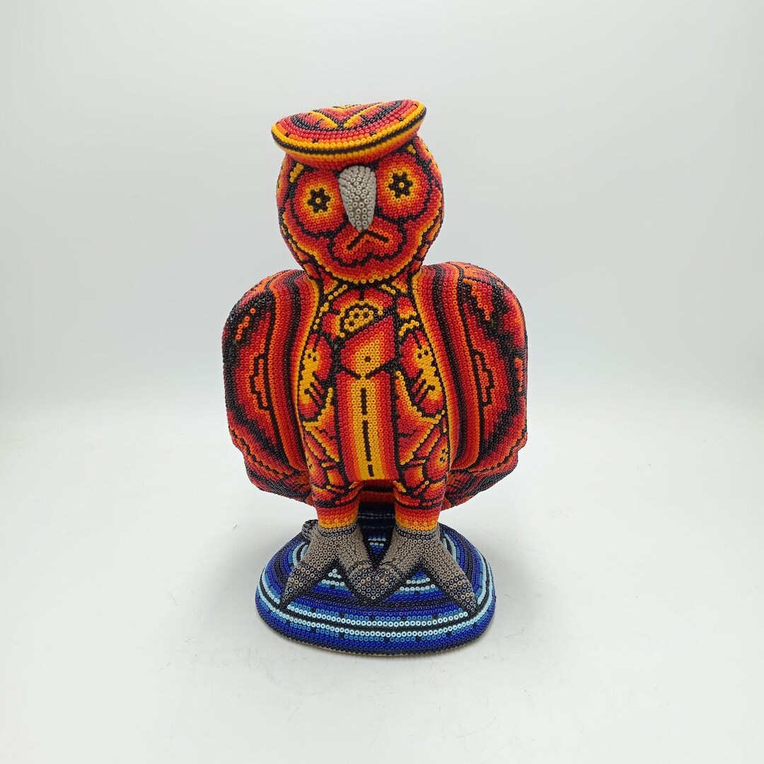 Huichol Hand Beaded Mexican Folk Art, Owl by Santos Bautista PP7844 - Etsy