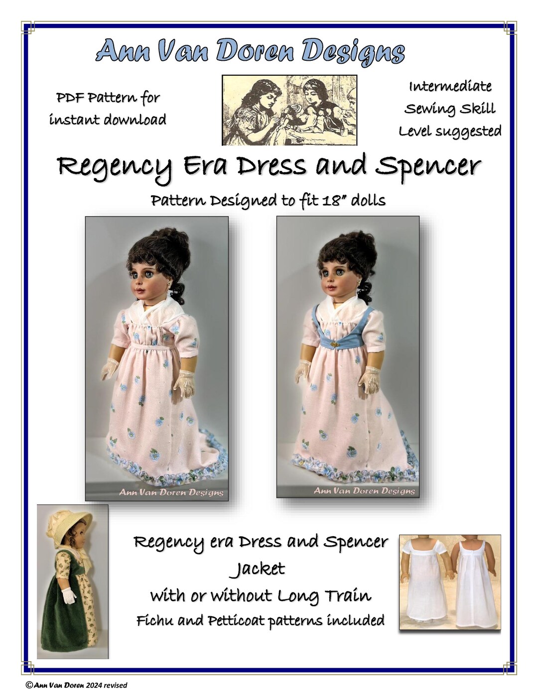 PDF Pattern for Regency Era Outfit Designed to Fit 18" Dolls - Etsy