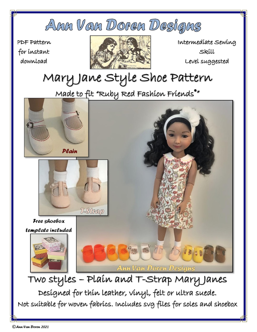 Mary Jane Shoe Pattern Made to Fit 14.5" - 15" Dolls Such as Ruby Red ...