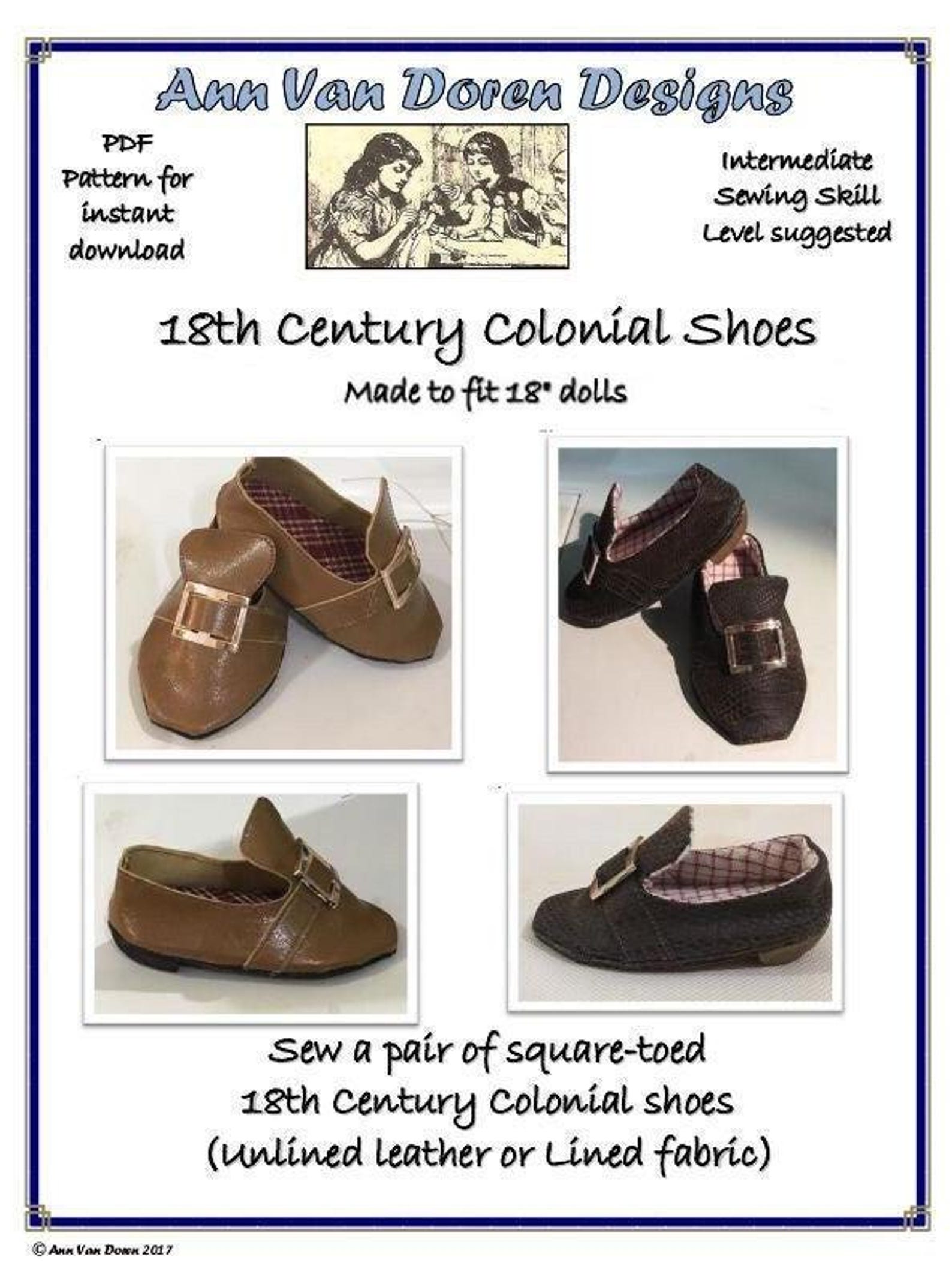 18th Century Colonial Shoe Pattern Made to Fit 18" Dolls - Etsy