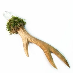 Antler Magic Wand Clear Crystal Wooden Antler Wand Wizard Wand Fairy ...