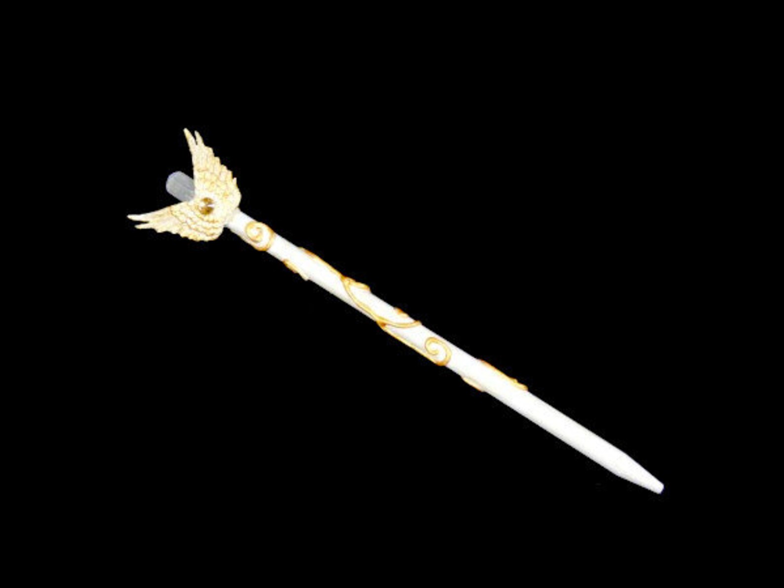 Selenite Crystal Angel Wand White Gold Magic Wand 13 Inches | Etsy