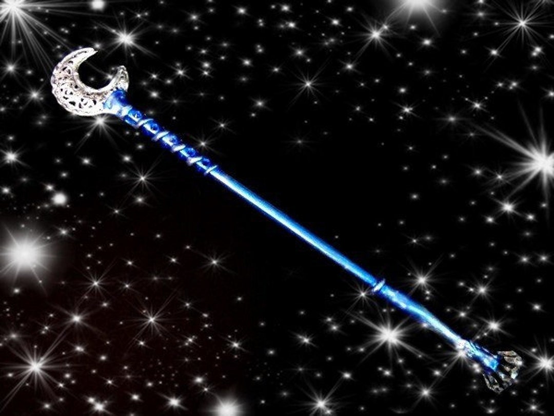 Moon Wand Dark Blue Silver Magic Wand 12.2 Inch Unique Magic Wand ...