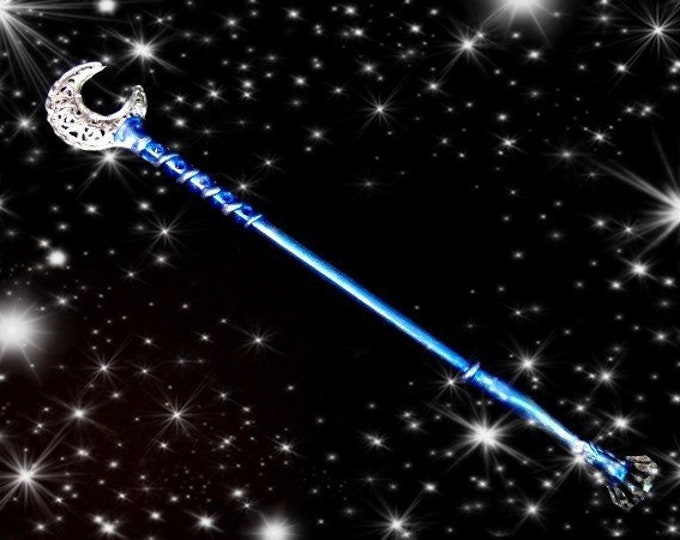 Moon Wand Dark Blue Silver Magic Wand 12.2 Inch Unique Magic | Etsy