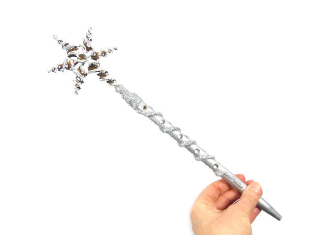 15.75 Inch Silver Snowflake Fairy Godmother Wand Snowflake Magic Wand ...