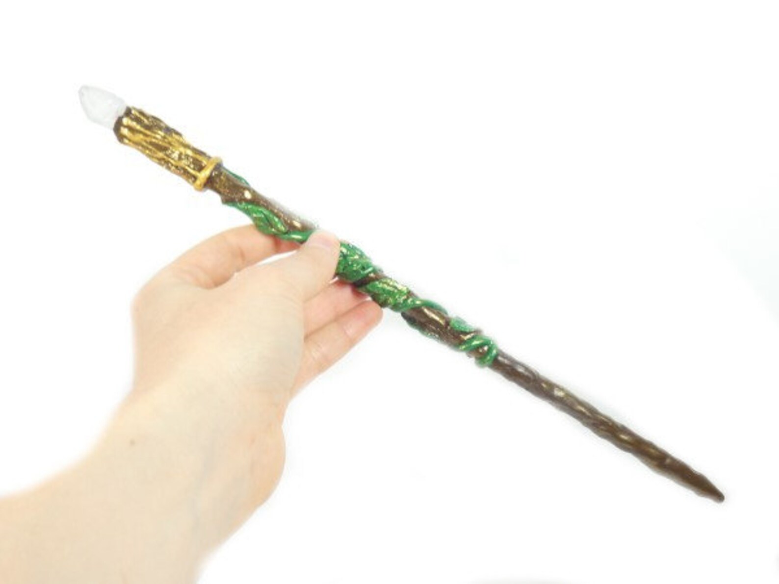 Clear Crystal Quartz Magic Wand 13.5 Inches Black Silver Magic Wand Raw ...