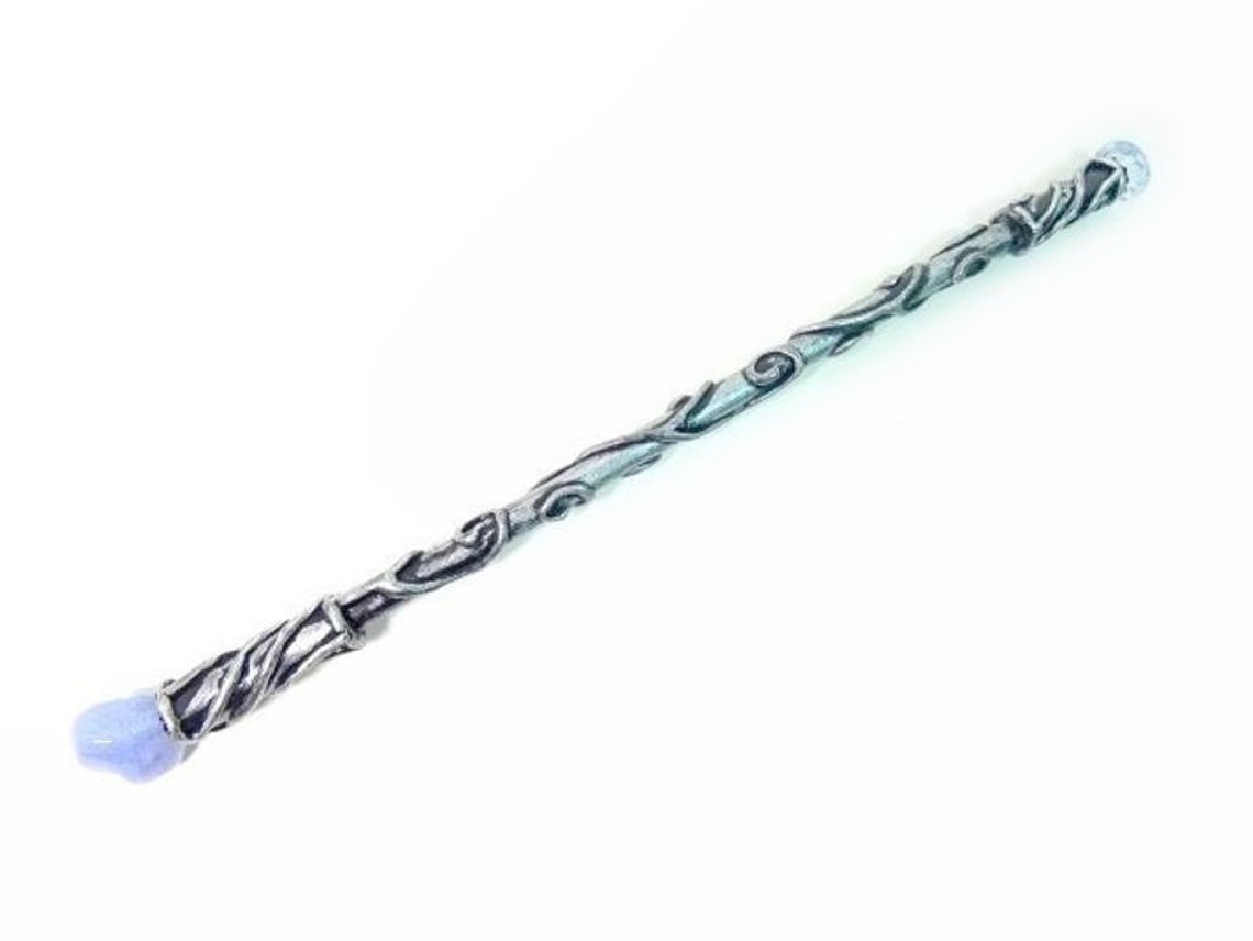 Chalcedony Magic Wand Black Silver Magic Wand Warlock Wand - Etsy